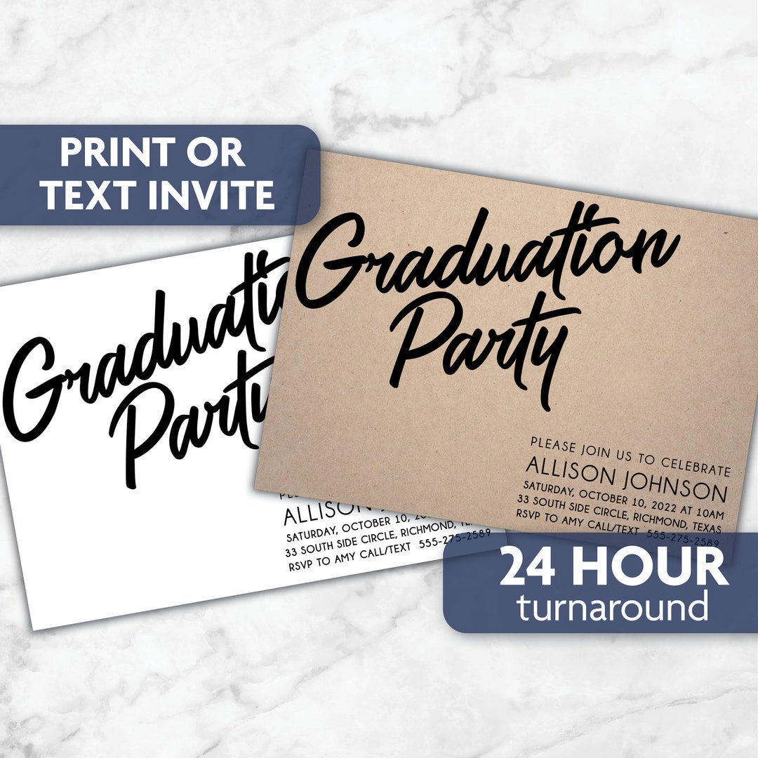 Graduation Party Invitation Print Text or Email Invite - Etsy