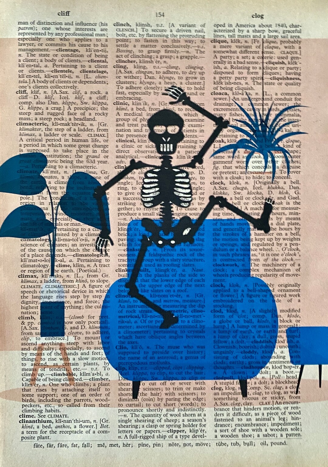 Dancing Skeleton Dictionary Art Print Anatomy Art - Etsy