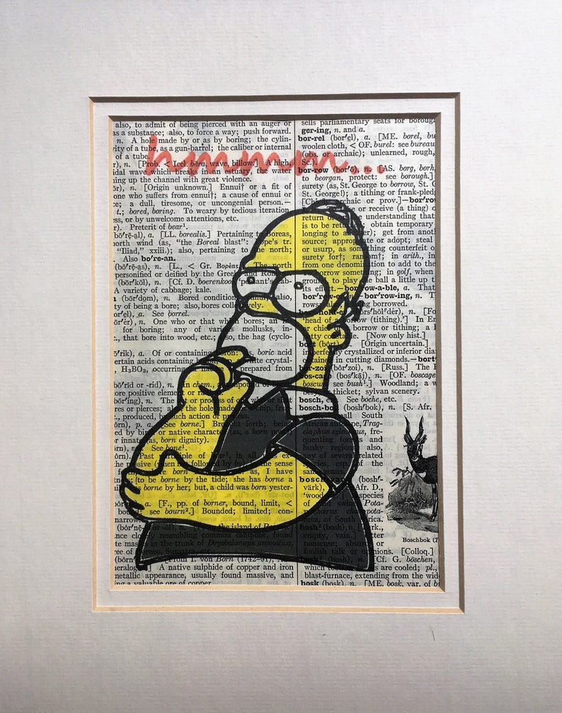 The Simpsons Inspired Dictionary Art Print the Thinking Homer - Etsy