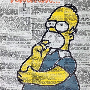 The Simpsons Inspired Dictionary Art Print the Thinking Homer! - Etsy