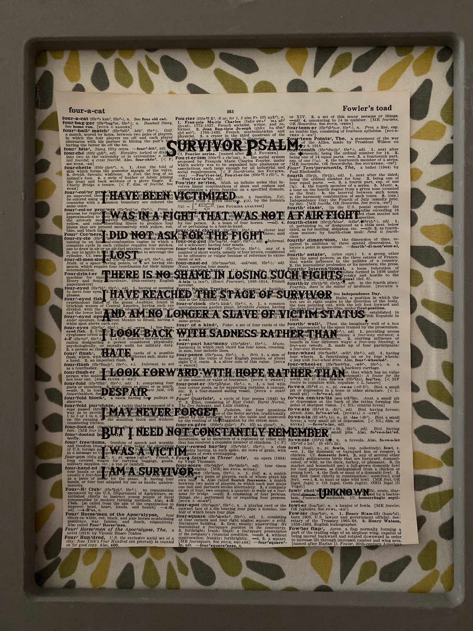 Survivor Psalm Dictionary Print - Etsy UK