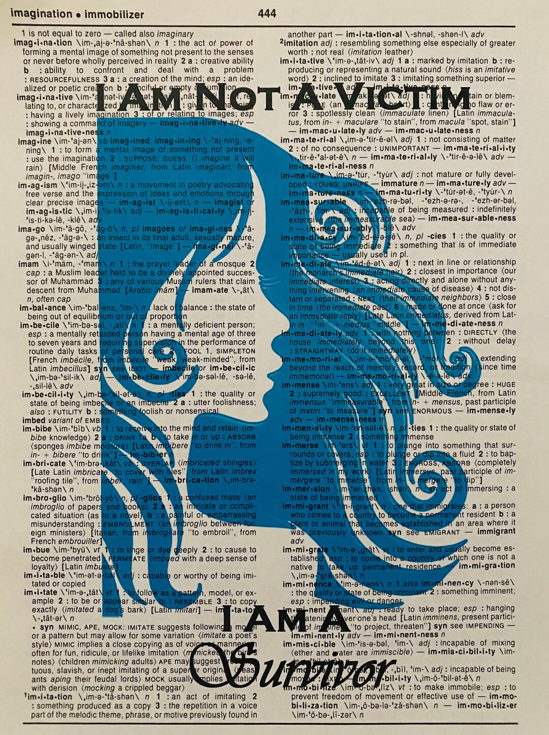 Not A Victim, I Am a Survivor Dictionary Art Print - Etsy Singapore