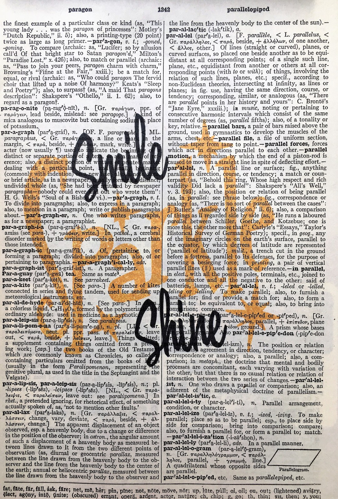 Smile, Sparkle, and Shine Dictionary Art Print - Etsy