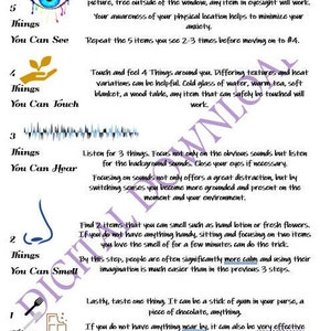 5-4-3-2-1 Calming Technique Cards - Etsy