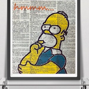 The Simpsons Inspired Dictionary Art Print the Thinking Homer! - Etsy
