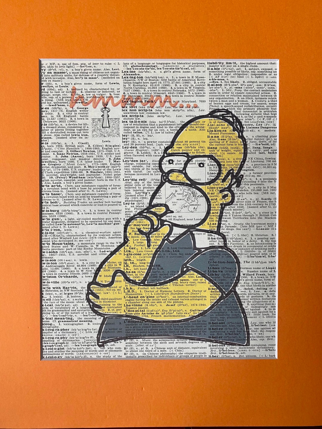 The Simpsons Inspired Dictionary Art Print the Thinking Homer - Etsy