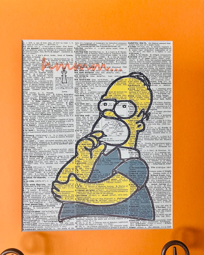 The Simpsons Inspired Dictionary Art Print the Thinking Homer - Etsy
