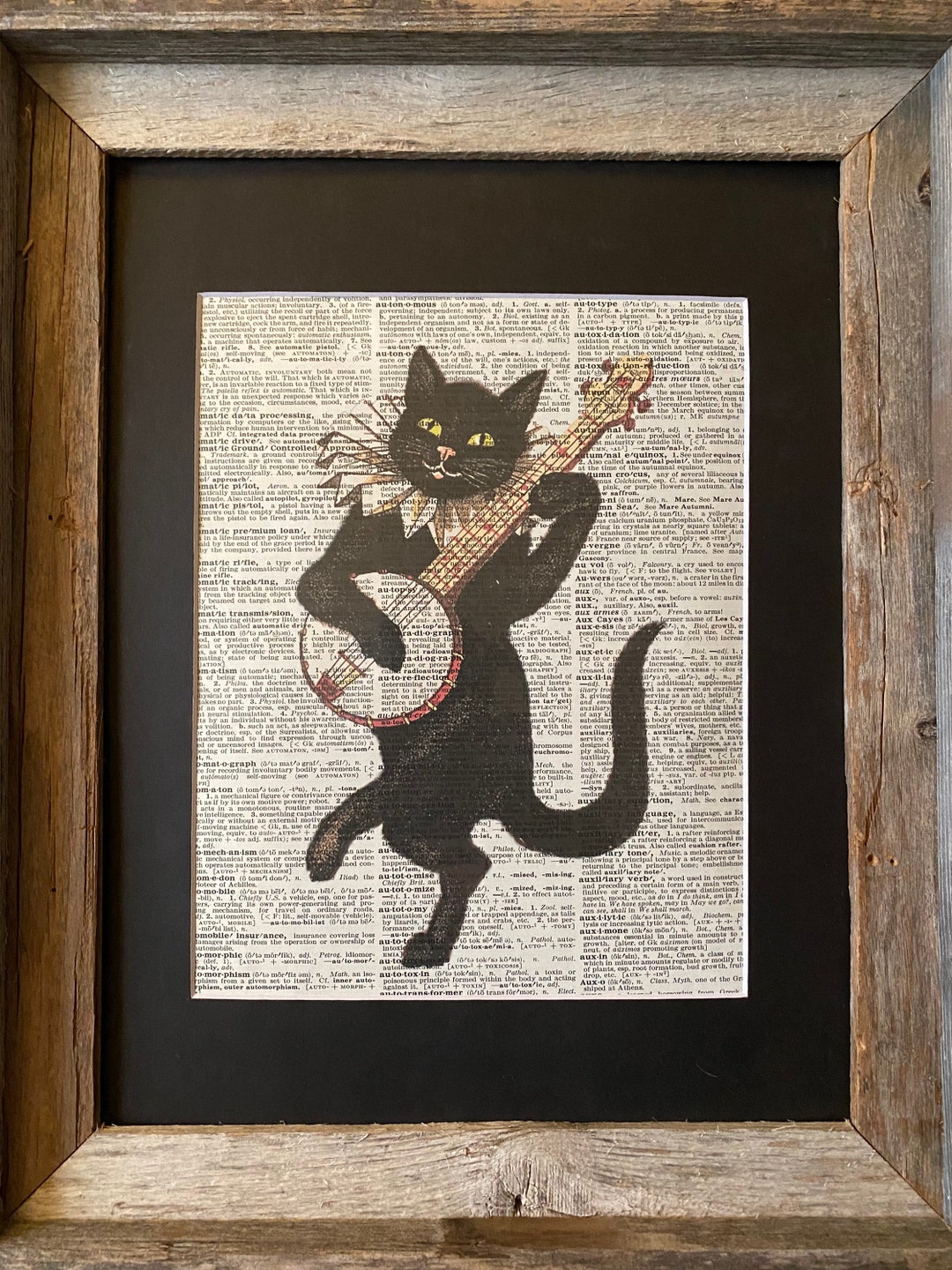 Cat With a Banjo Dictionary Print. Add a Custom Quote for - Etsy UK