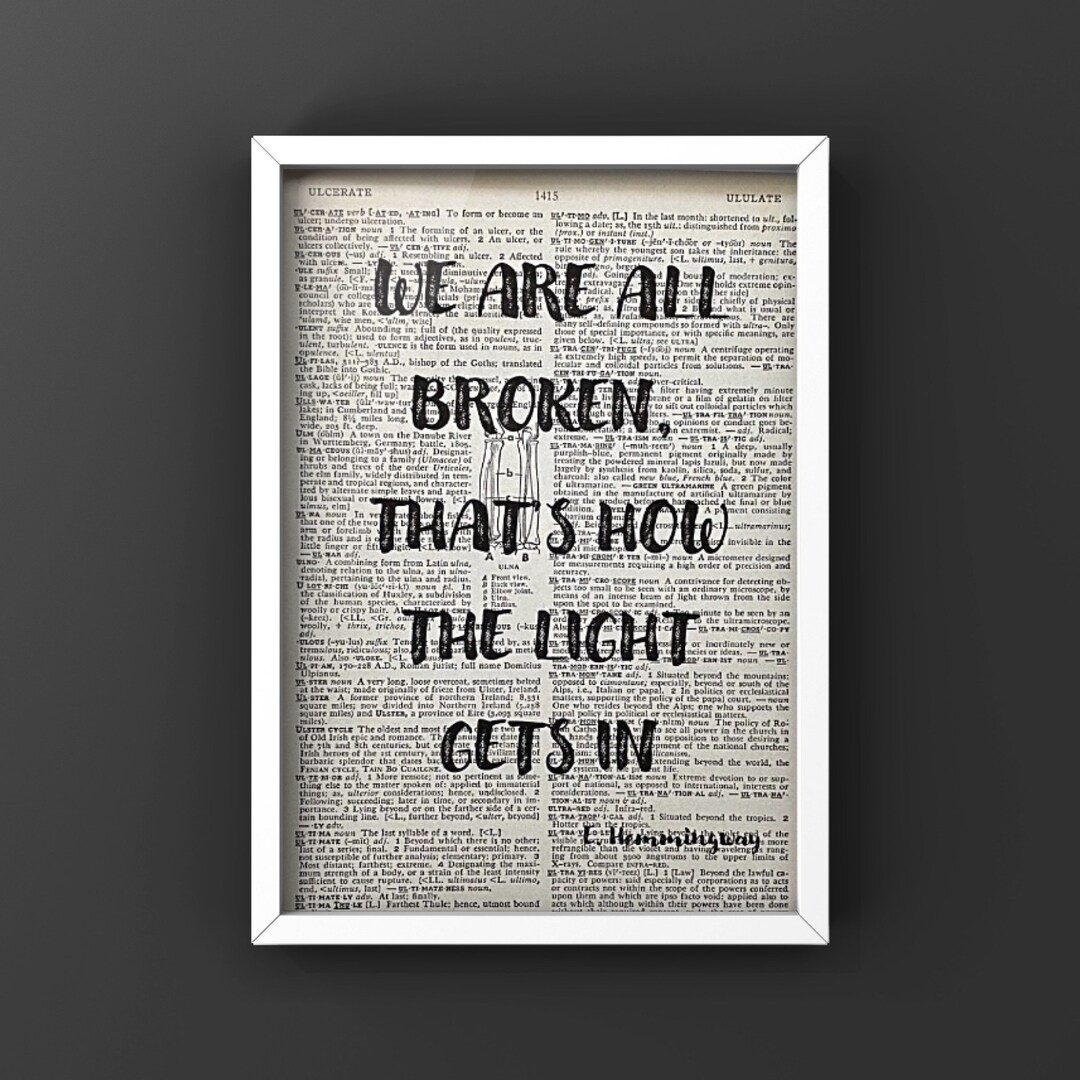 Ernest Hemingway Quote We Are All Broken Dictionary Print - Etsy