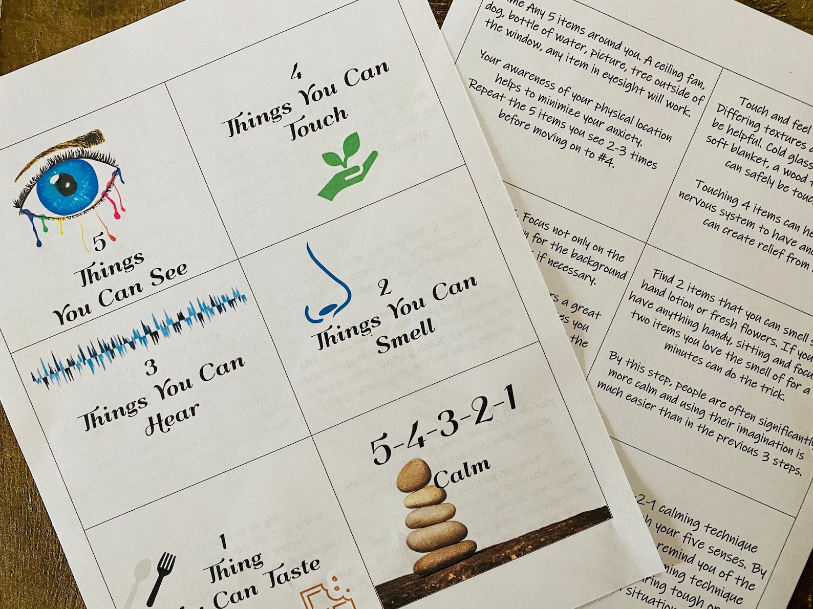 5-4-3-2-1 Calming Technique Cards - Etsy