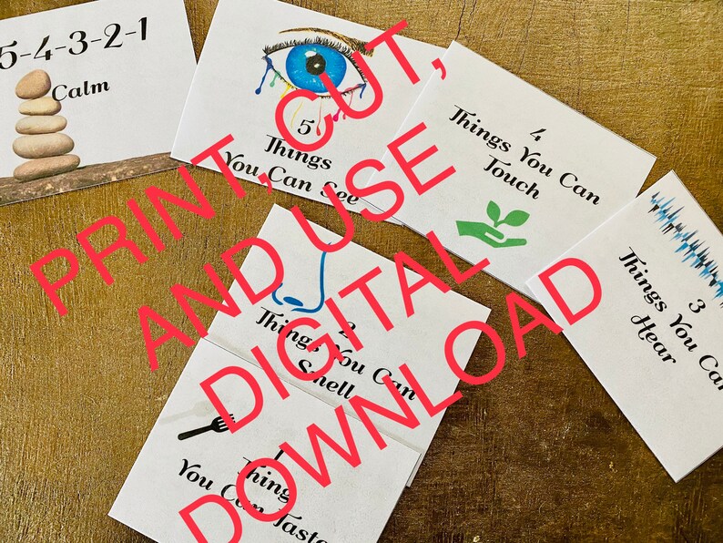 5-4-3-2-1 Calming Technique Cards - Etsy