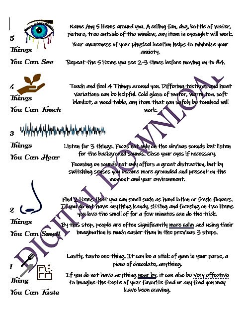 5-4-3-2-1 Calming Technique Cards - Etsy