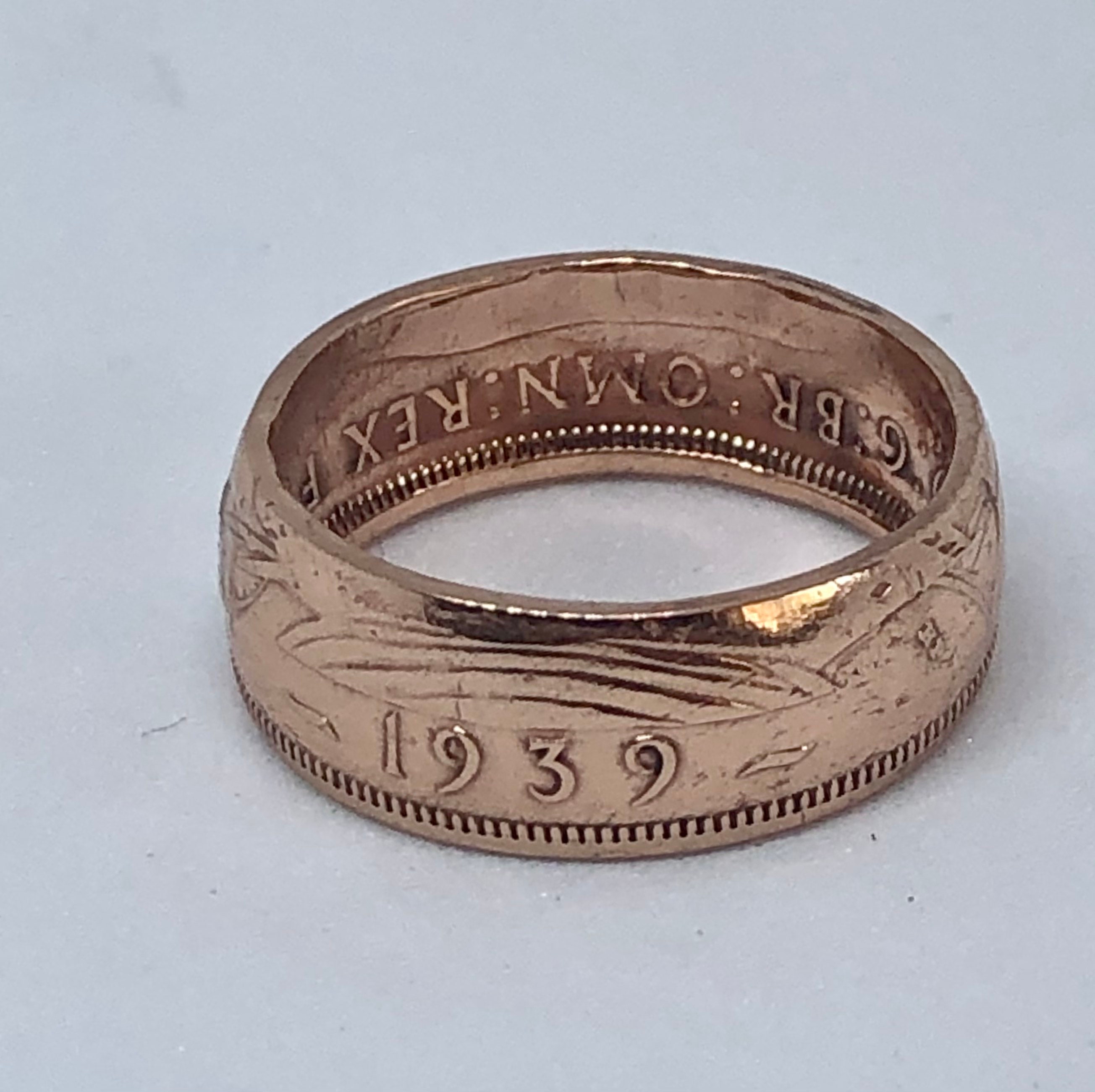 Hand Made British Half Penny Coin Ring - Etsy UK