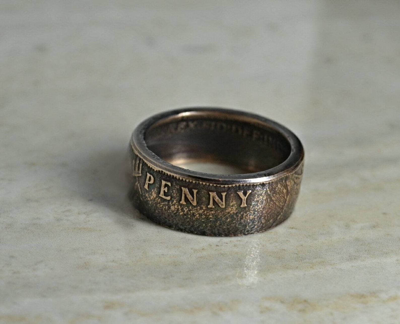 Old British One Penny Coin Ring With Antique Petina - Etsy UK