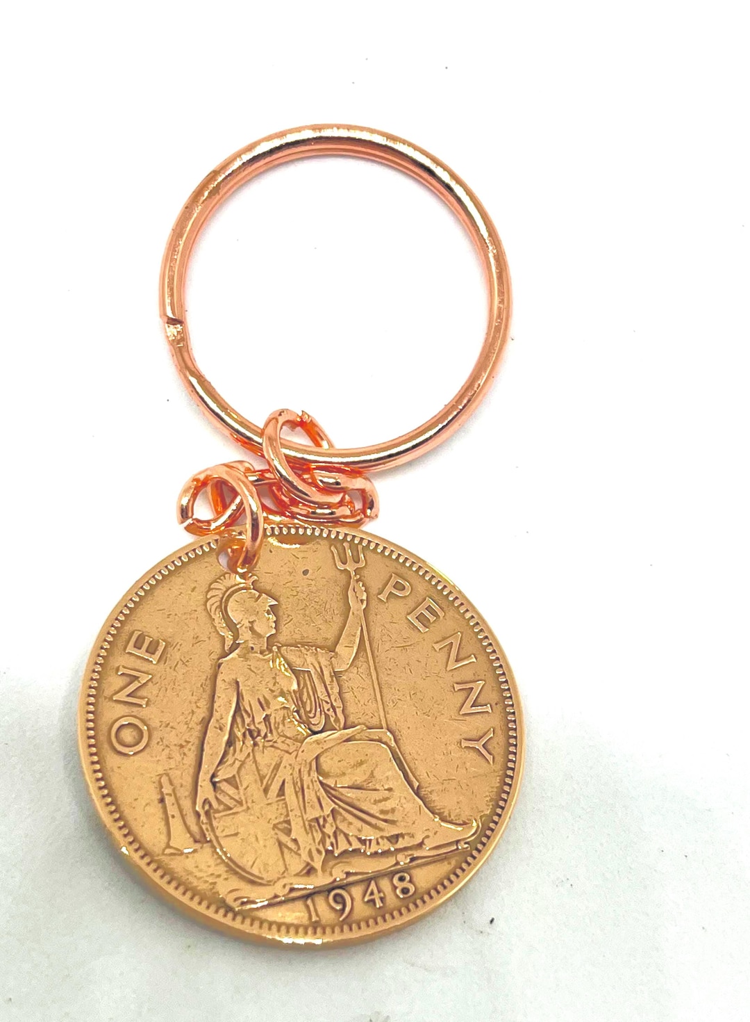 Old British One Penny Coin Key Ring, an Unusual Birthday Gift - Etsy