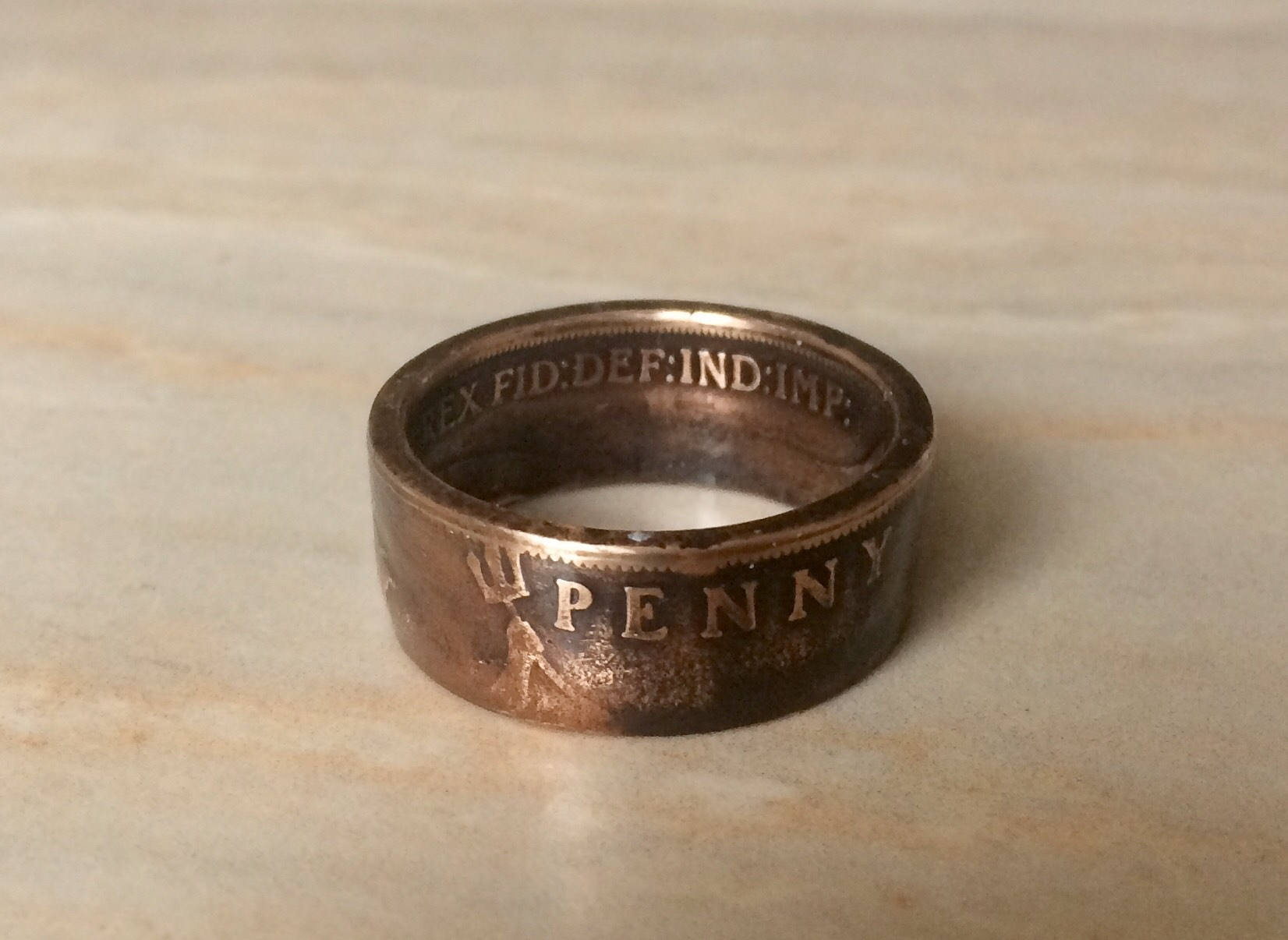 Old British One Penny Coin Ring With Antique Petina - Etsy UK