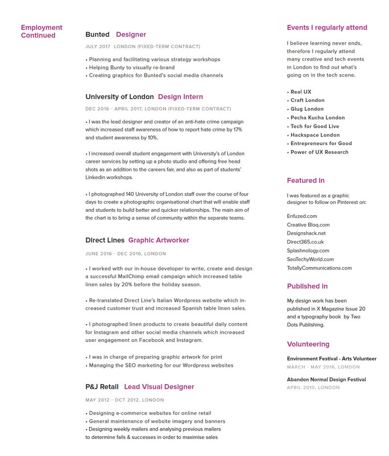 Modern UX Resume Template CV Template Professional and - Etsy