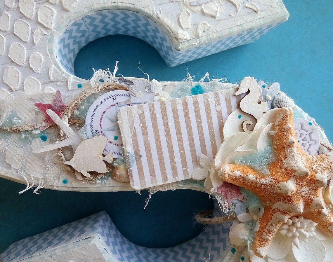 Sea Letter Personalized Initial Letter Paper Letter Beach | Etsy