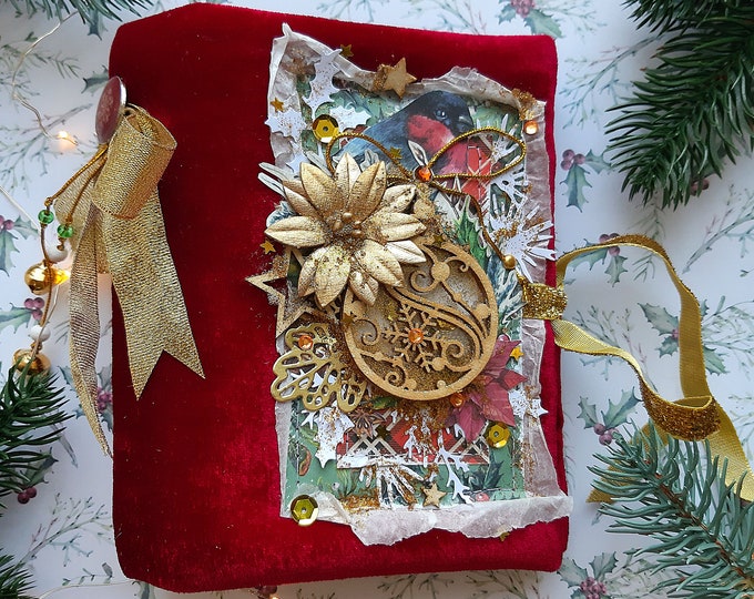 Christmas Scrapbook Album, Photo Album, Handcrafted Holiday Gift, Mini ...