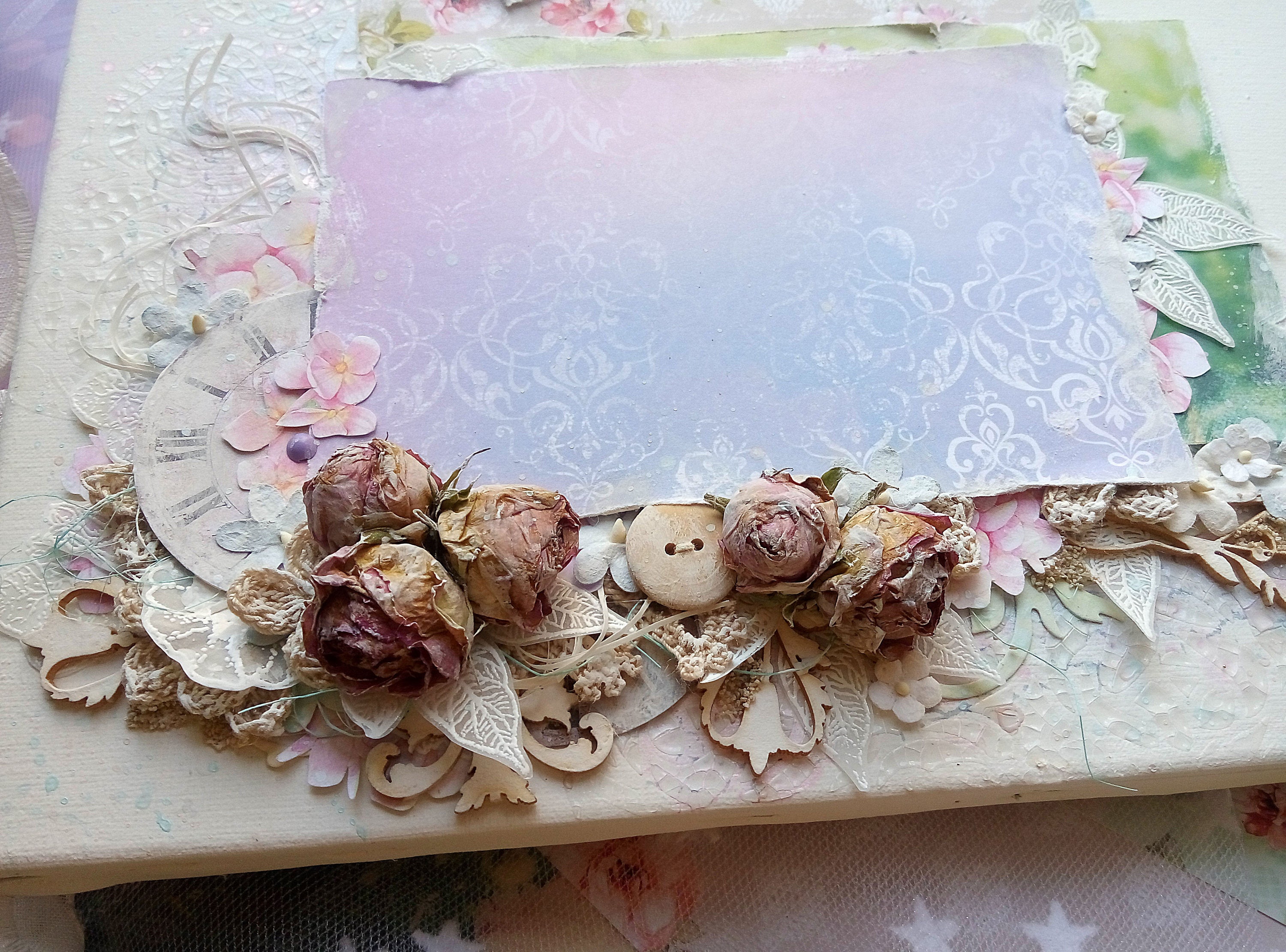 Mixed Media Canvas Flowers Frame Original Canvas Shabby | Etsy