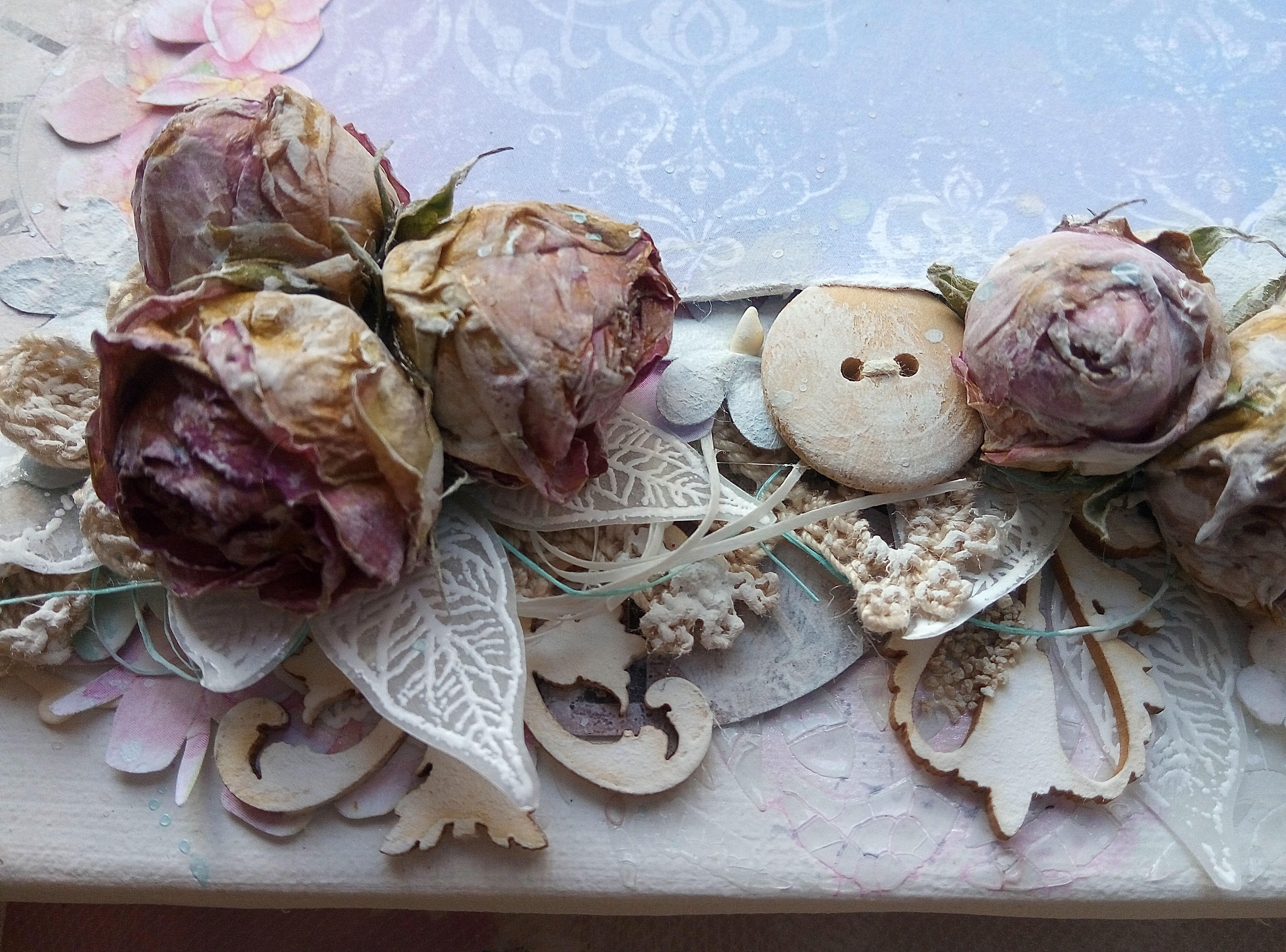 Mixed Media Canvas Flowers Frame Original Canvas Shabby | Etsy