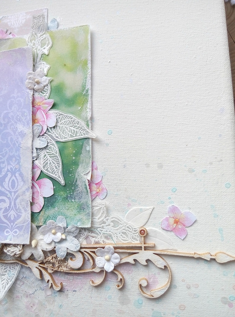 Mixed Media Canvas, Flowers Frame, Original Canvas, Shabby Chic Picture ...