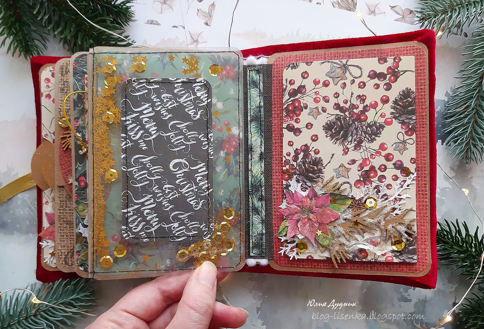 Christmas Scrapbook Album, Photo Album, Handcrafted Holiday Gift, Mini ...