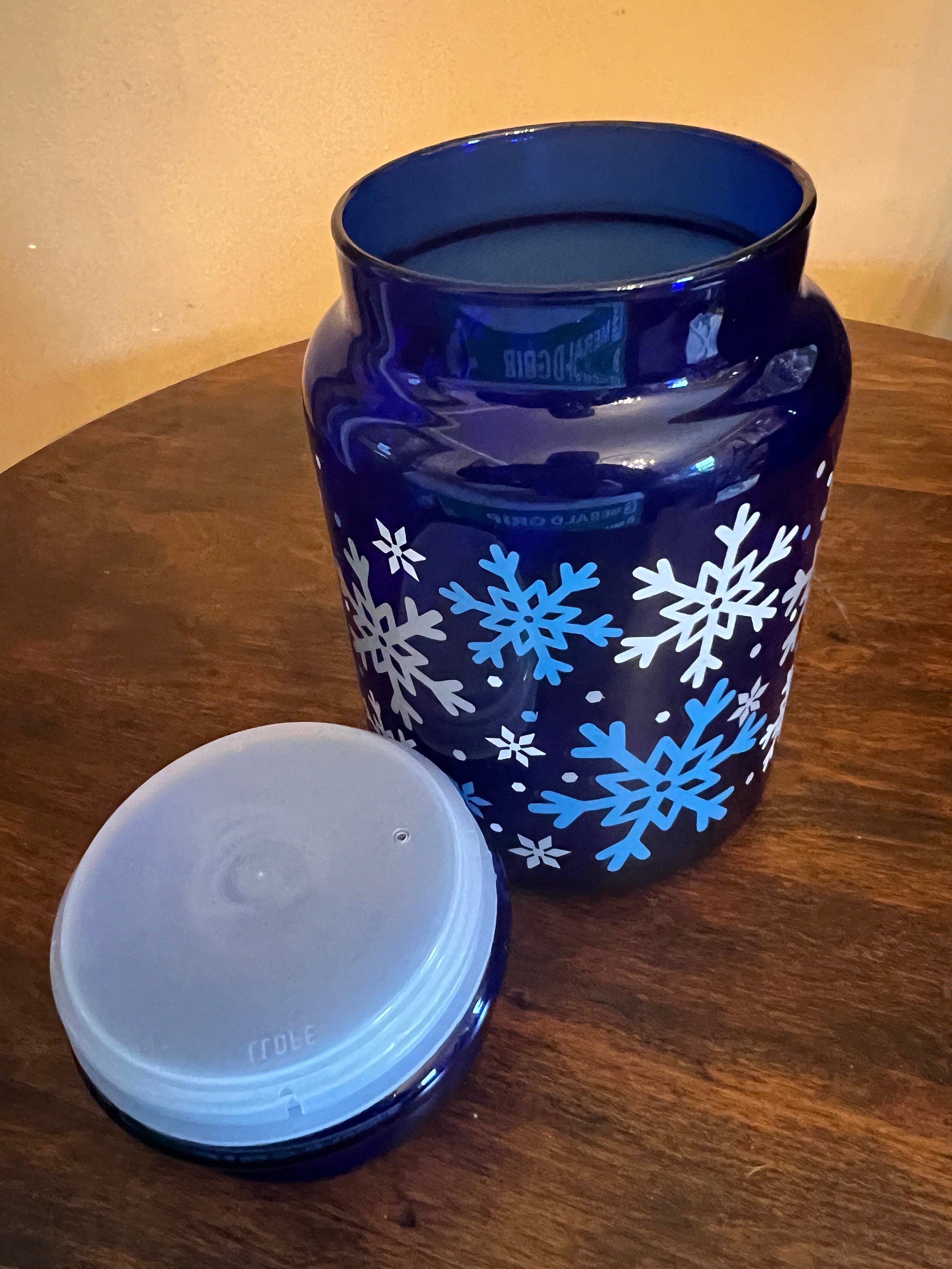 Cobalt Blue Libbey Snowflake Jar - Etsy