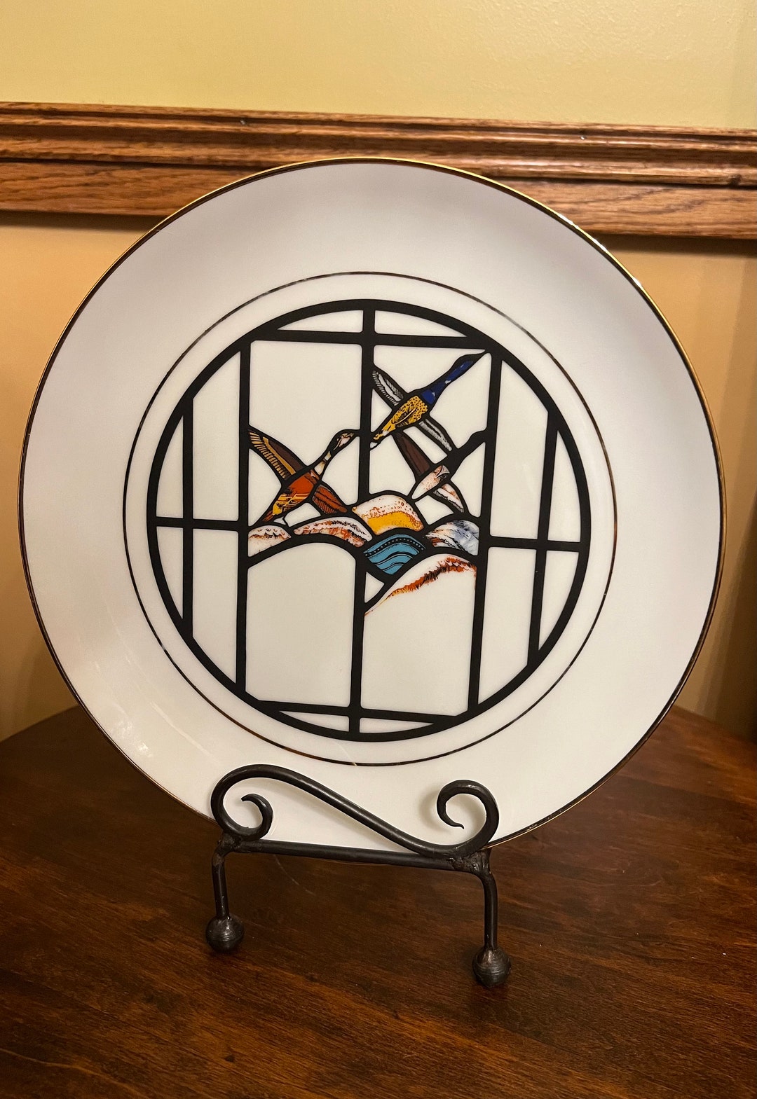 Vintage Stained Glass Window Plate From Reuben H Donnelly's Office New ...