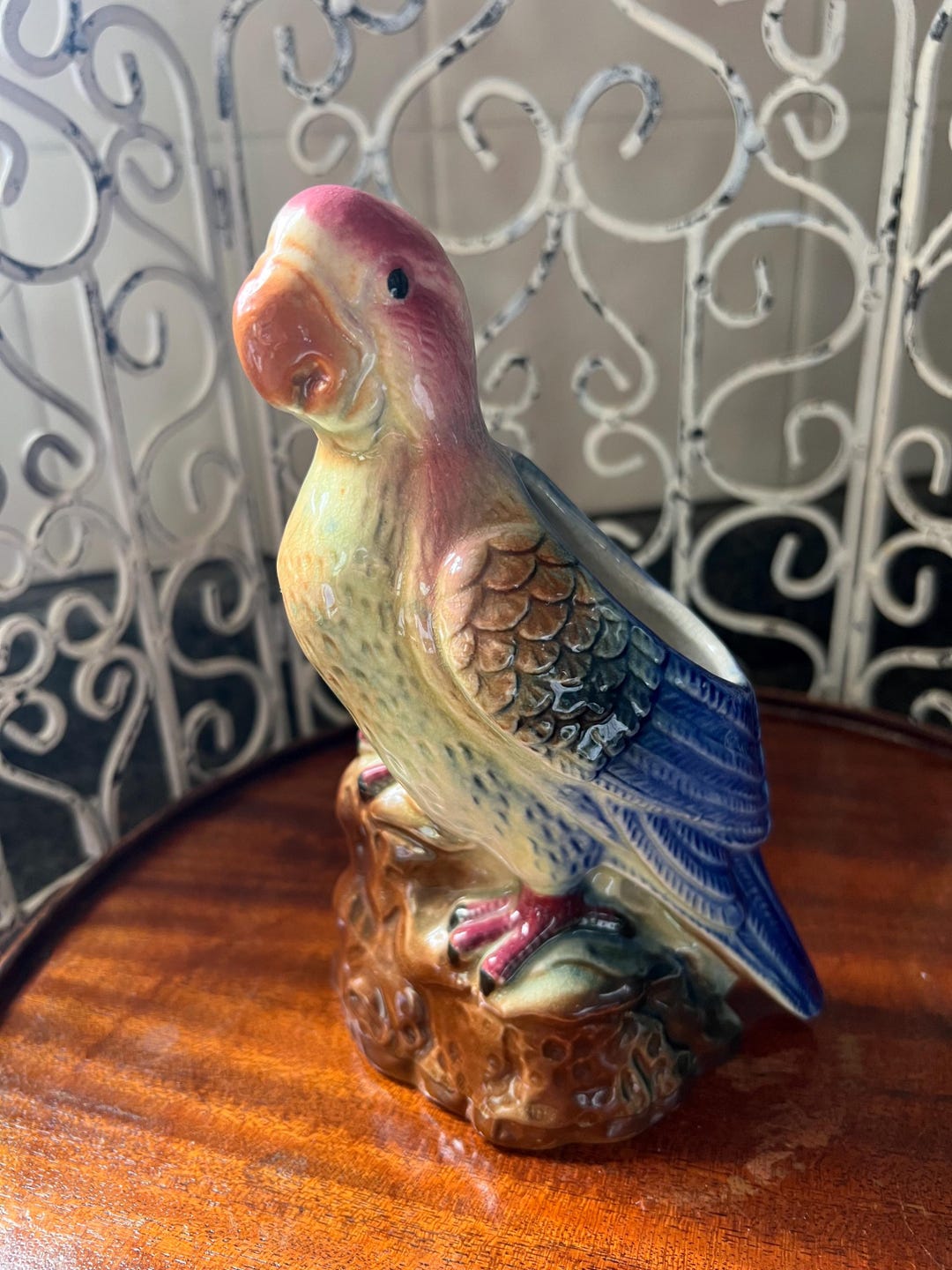 Vintage Colourful Parrot Planter From Occupied Japan Ceramic in Blue ...