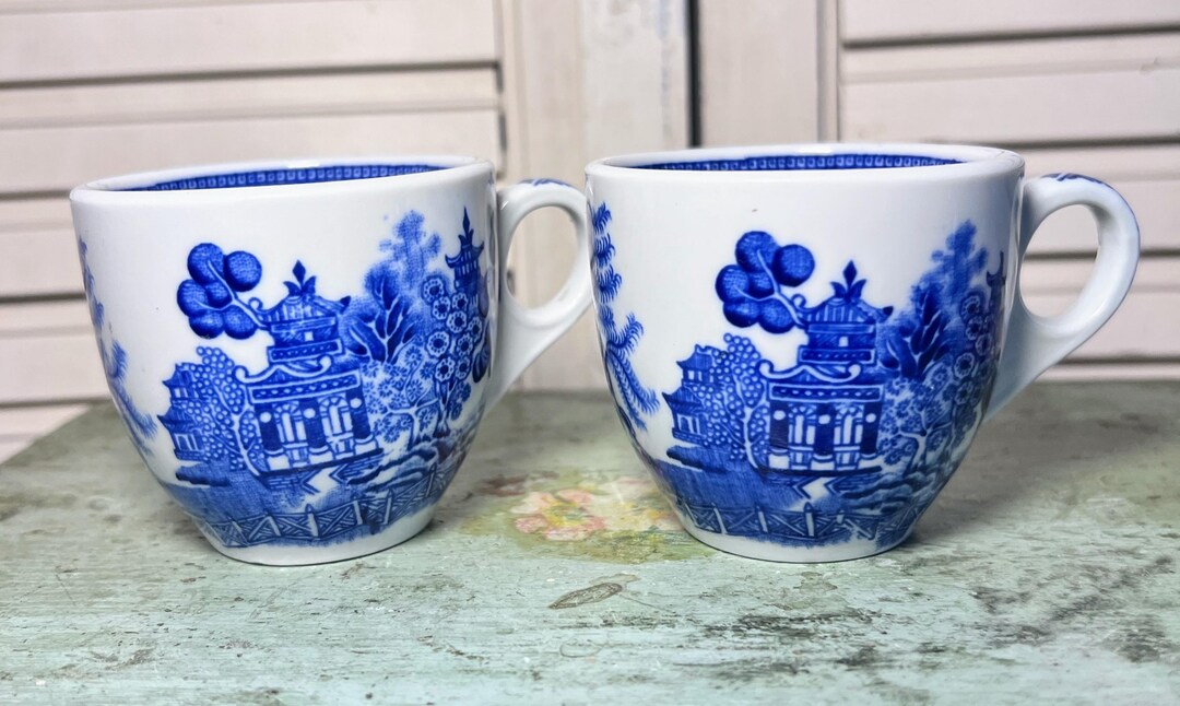 Vintage Shenango China Willow Pattern Espresso Cups, Set of 2 - Etsy