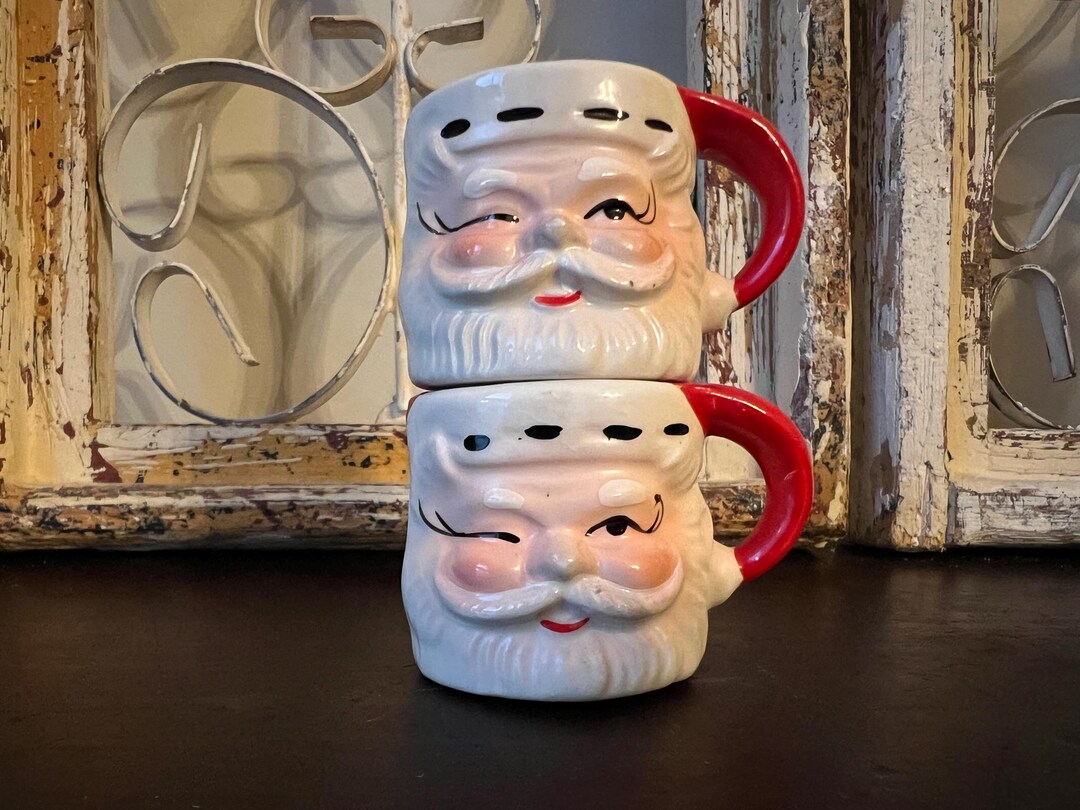 Vintage Ceramic Miniature Winking Santa Face Mug Made in Japan - Etsy