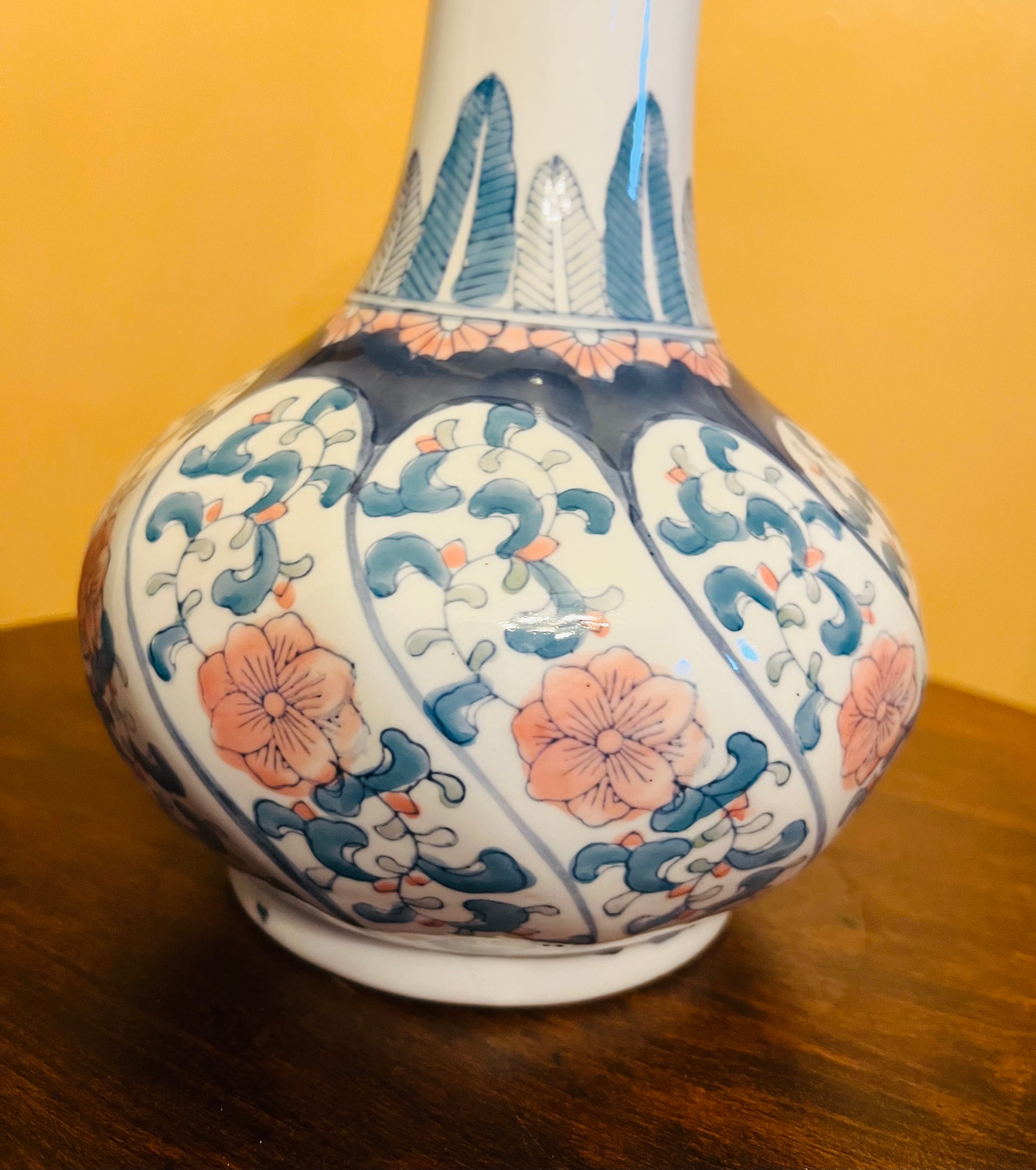 Neck Vase Chinoiserie Style Asian Vase Hand Painted Beautiful - Etsy