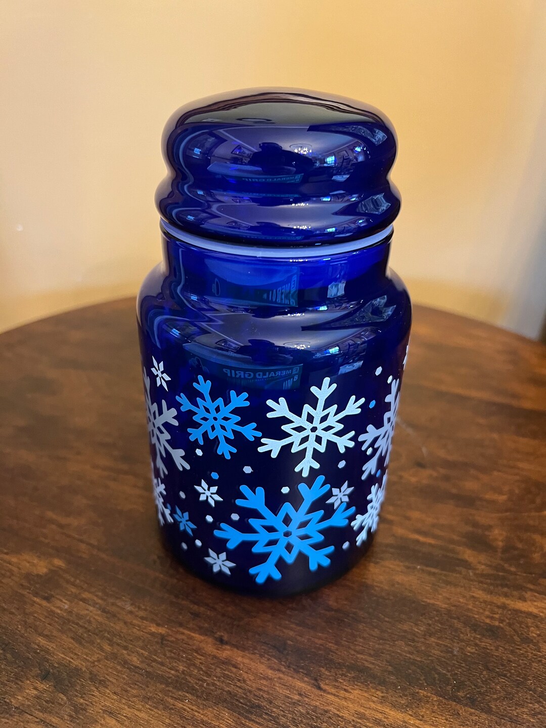 Cobalt Blue Libbey Snowflake Jar - Etsy