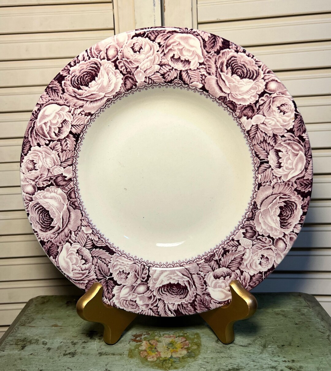 June Plum Rim Soup Bowl by Arthur J Wilkinson Purple Transferware - Etsy
