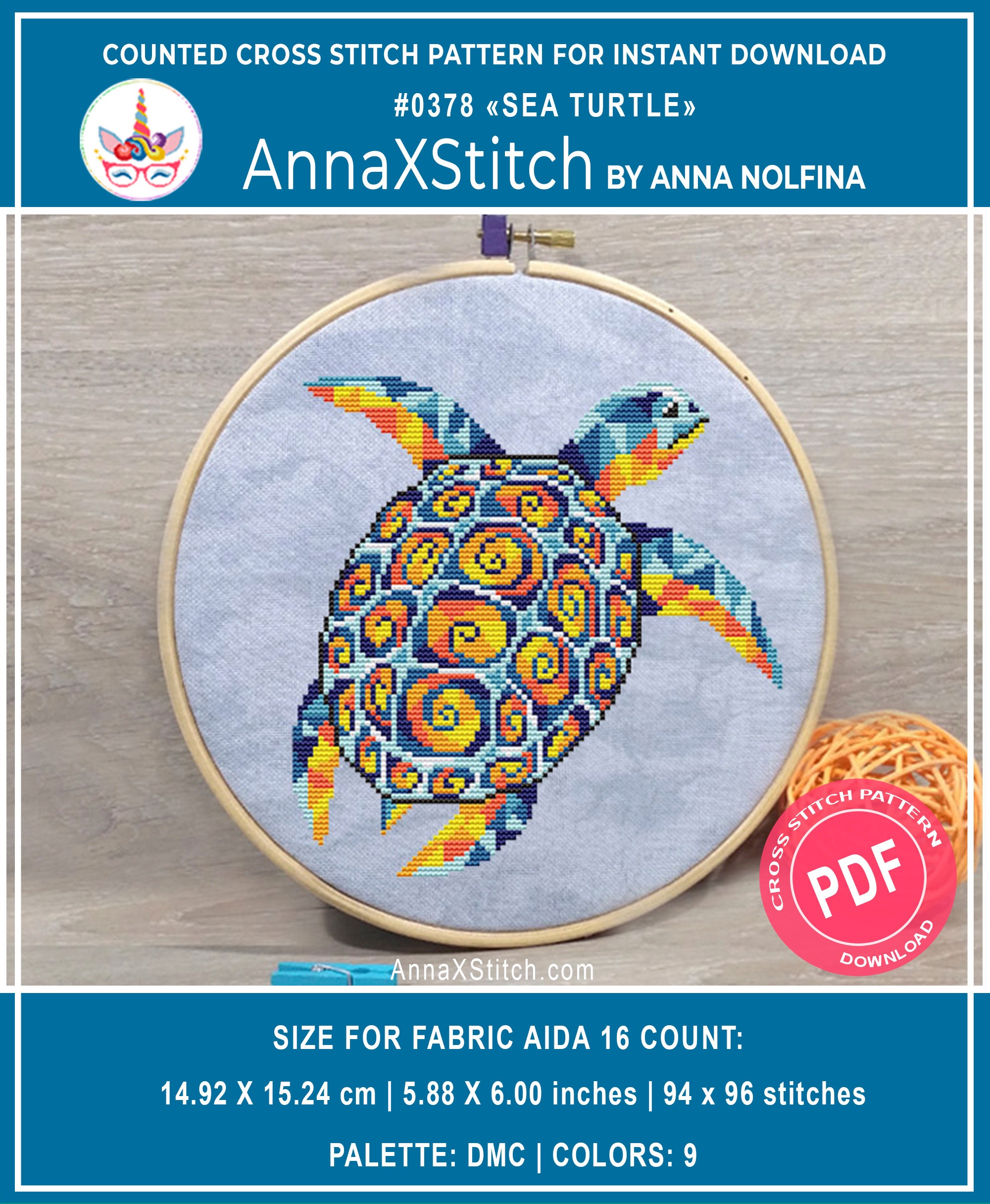 turtle geometric Cross stitch pattern PDF instant download X stitch ...