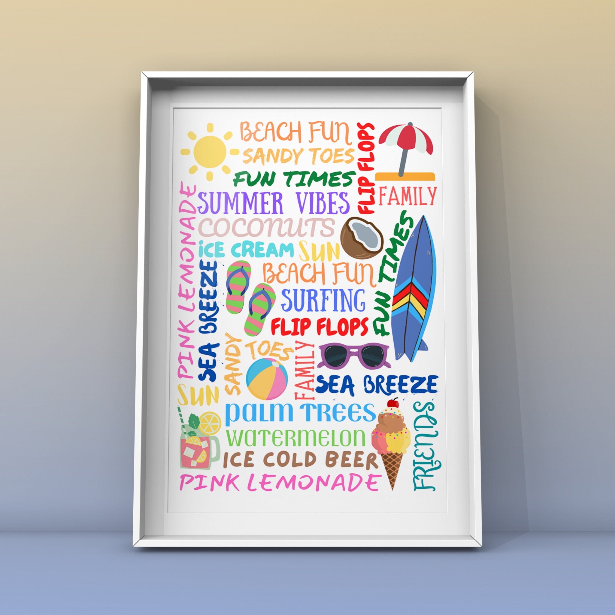 Summer Word Art, Beach Wall Art, Beach Poster, Printable Wall Decor ...
