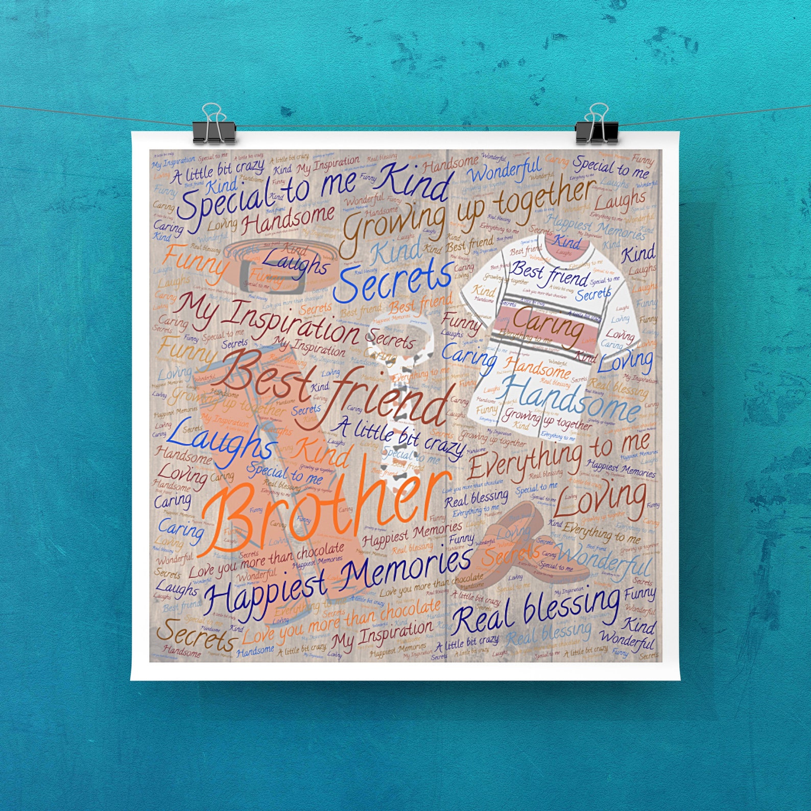 Brother Word Art, Printable Wall Art Brother Gift, Brother Birthday ...