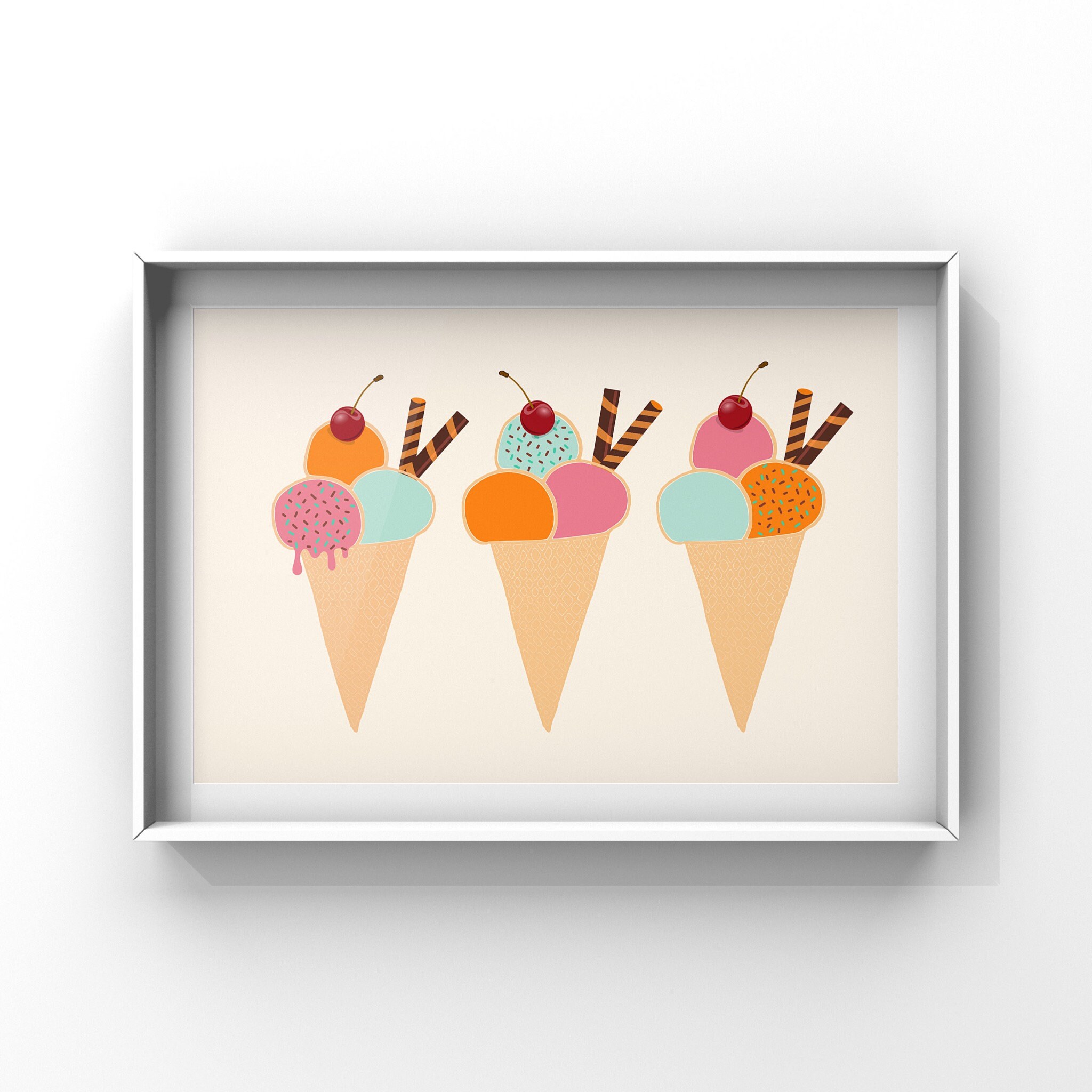 Ice Cream Summer Wall Art Printable, Ice Cream Summer Poster, Pastel ...