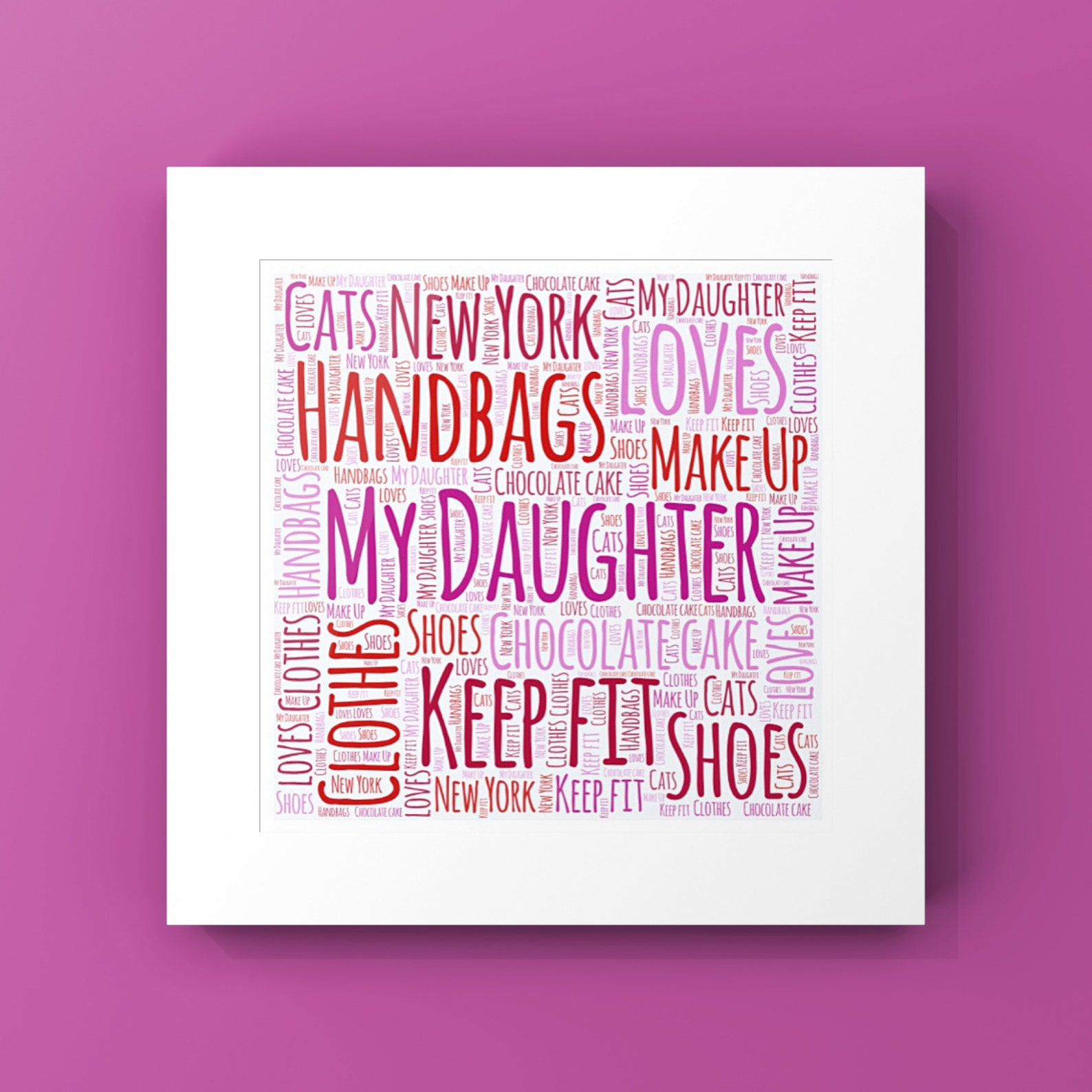Personalised Word Art Daughter, Daughter Word Cloud, Birthday Gifts for ...