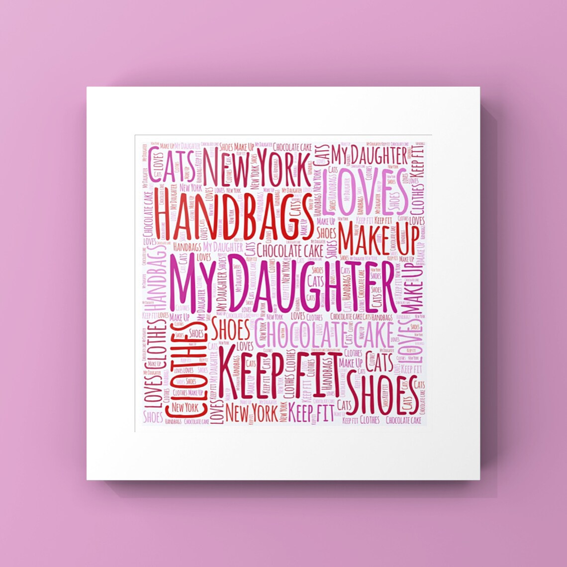 Personalised Word Art Daughter, Daughter Word Cloud, Birthday Gifts for ...