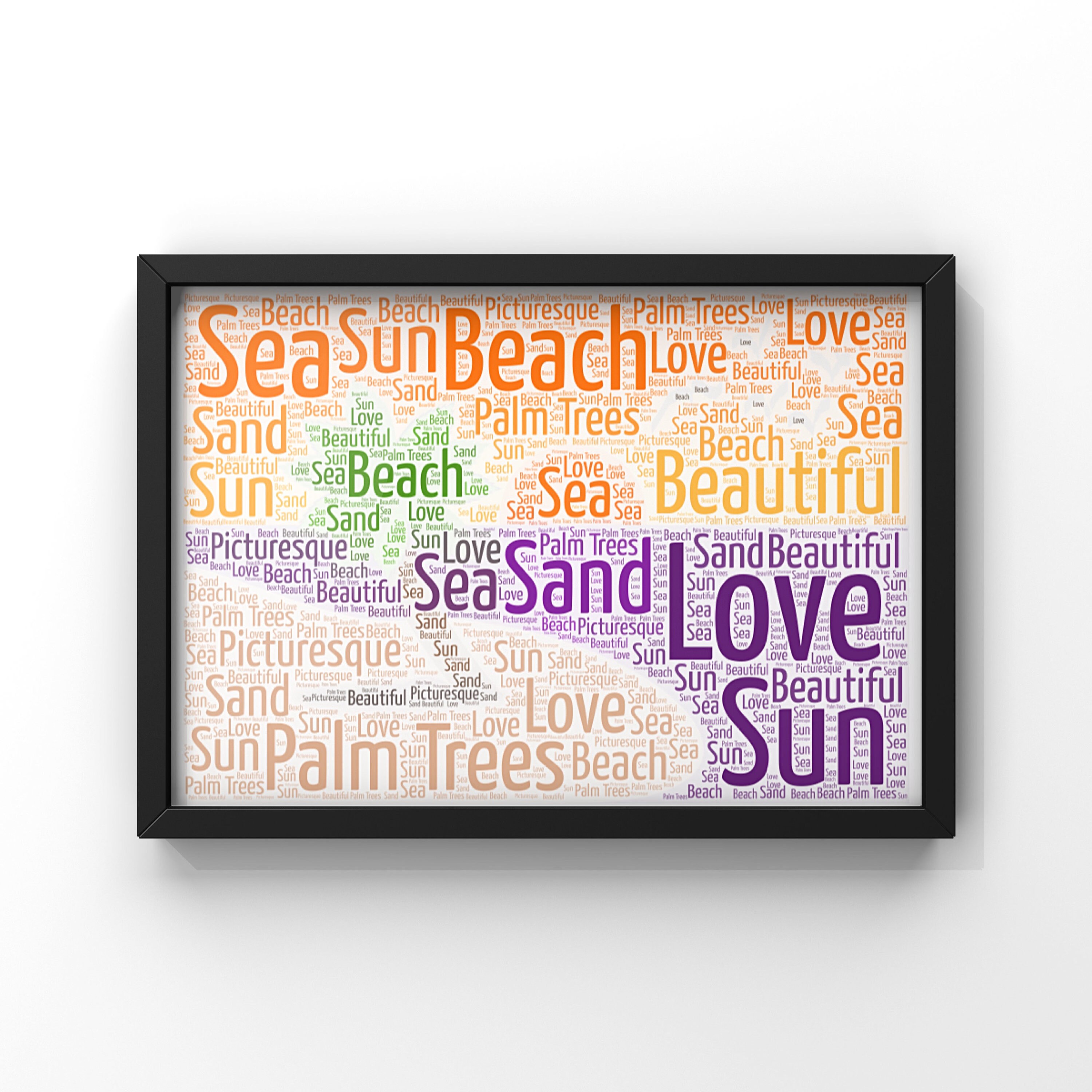 Personalised Beach Word Art Print Gift Birthday Retirement Any Occasion ...