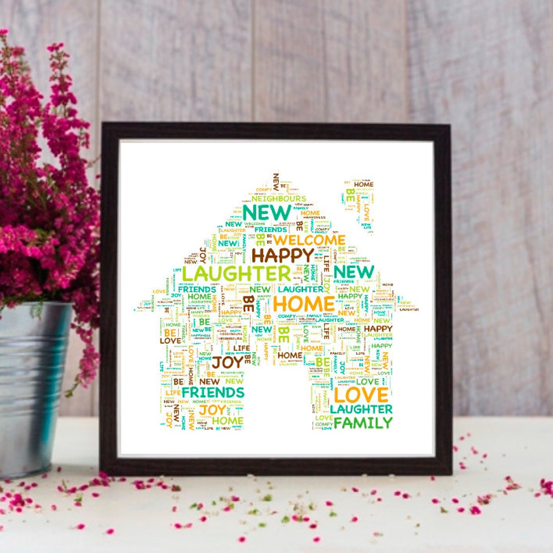 Personalised New Home Word Art Print House Warming Family Gift Wall ...