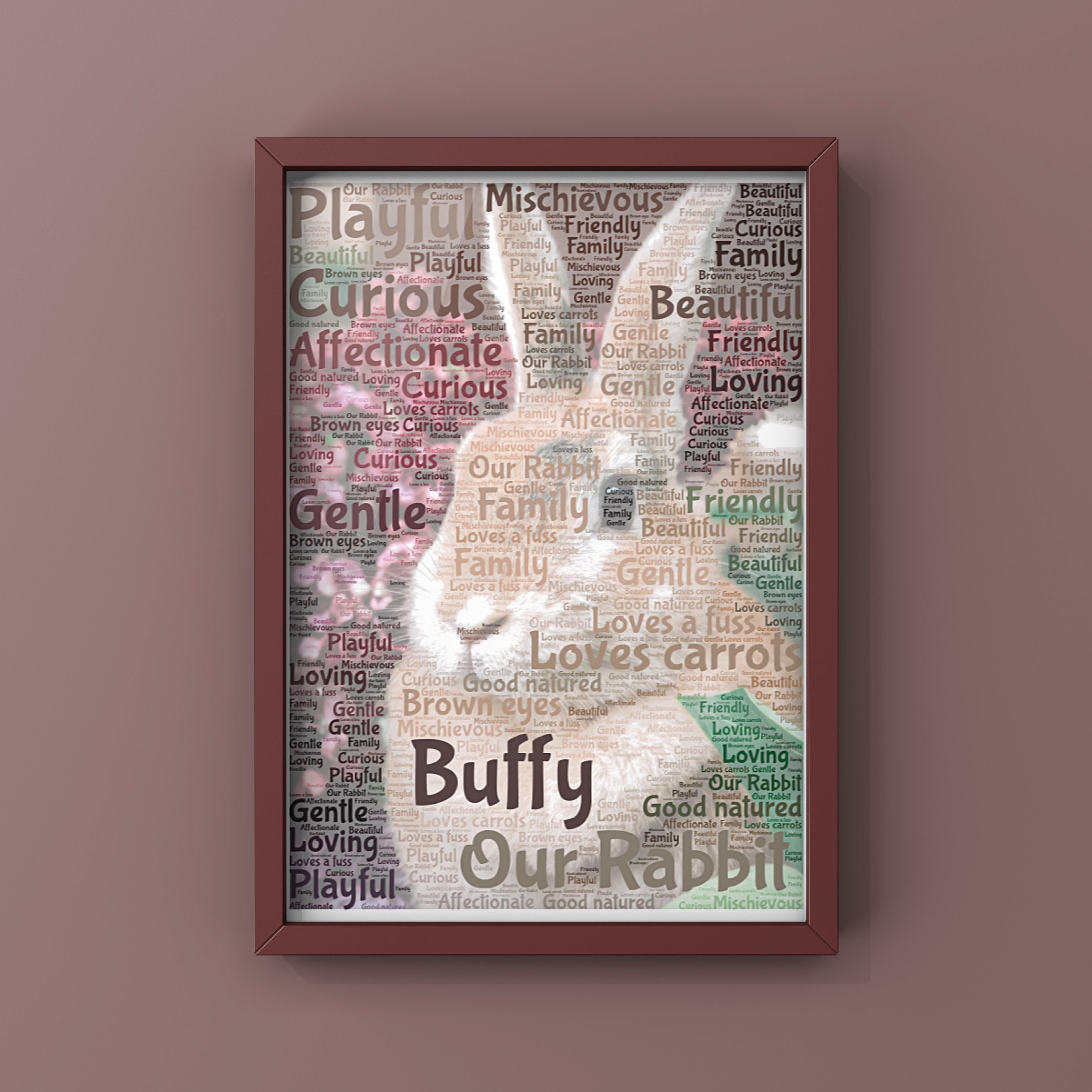 Rabbit Word Art Printable Poster, Pet Rabbit Word Cloud, Easter ...