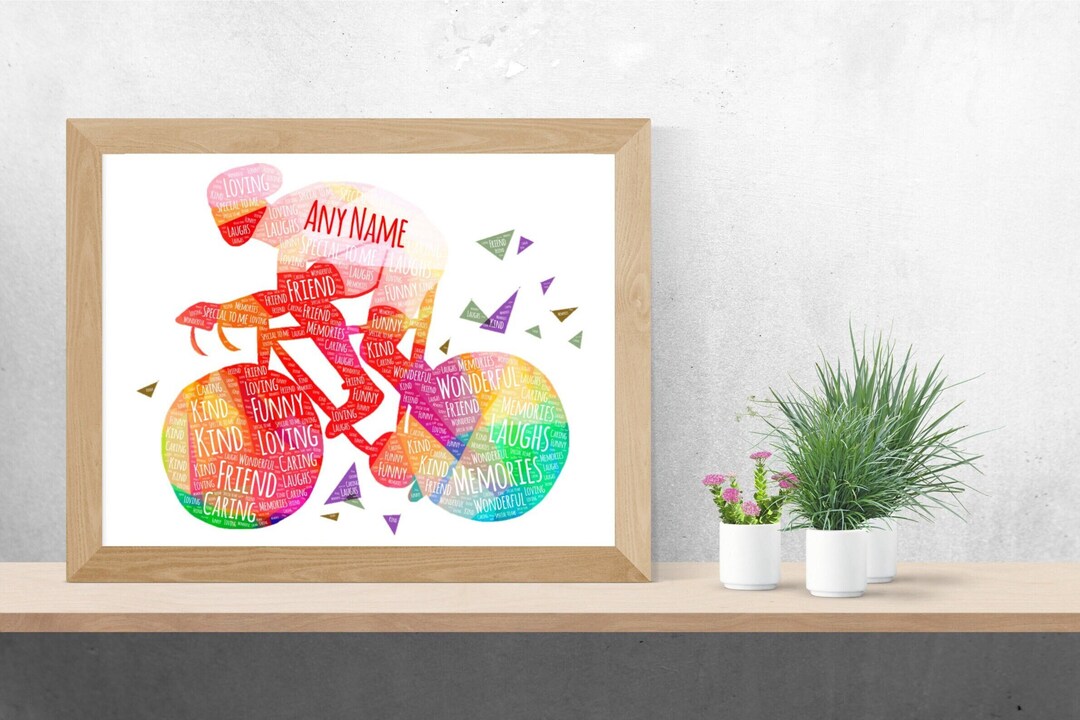 Cycling Word Cloud, Printable Bicycle Bike Sport Wall Art, Birthday ...