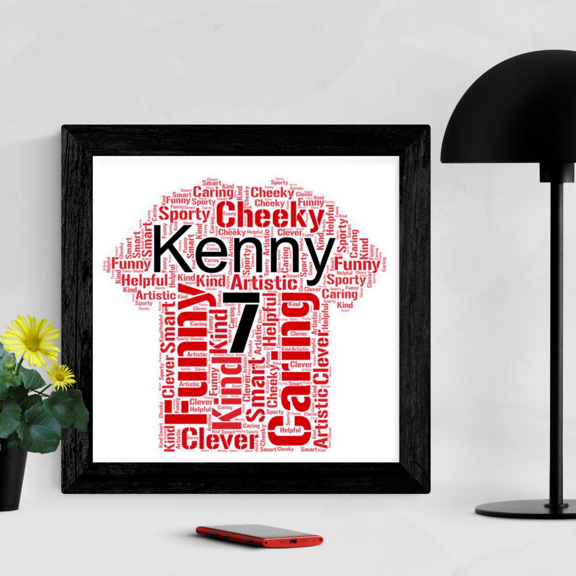 Personalised Football Shirt Custom Word Art Print Gift - Etsy