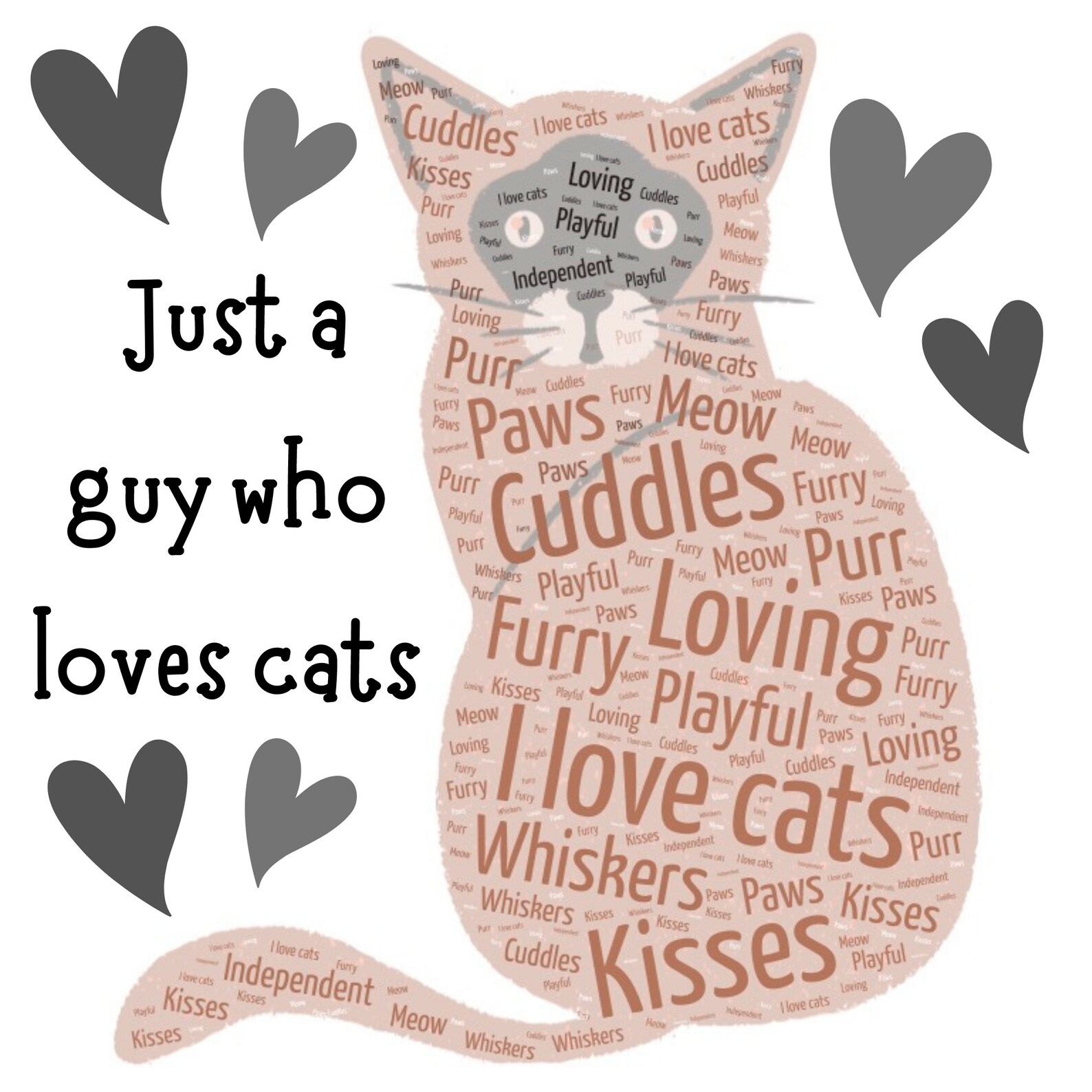 Cat Word Art Printable Just a Guy Who Loves Cats Cat Lover - Etsy UK