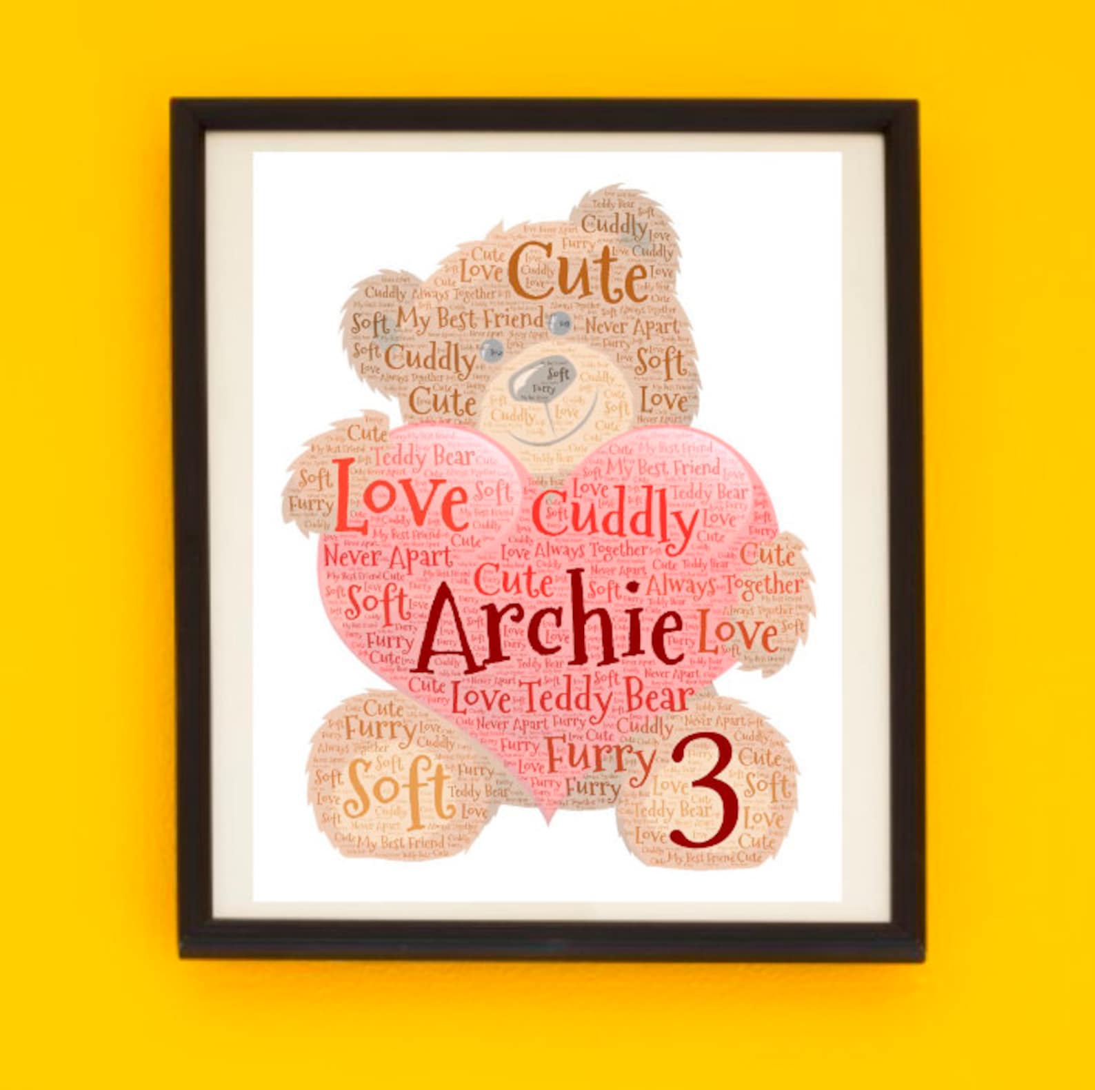 Teddy Bear Word Art, Personalised Word Cloud, Nursery Gift Ideas, Gifts ...