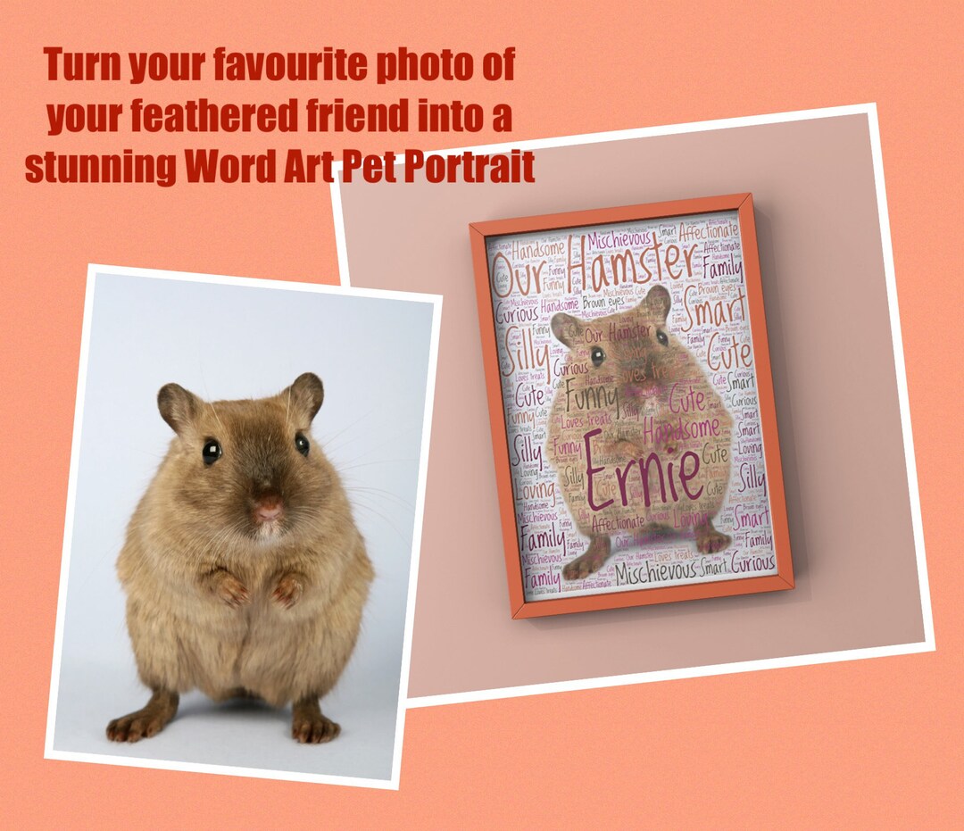 Hamster Gerbil Word Art Printable, Animal Pet Word Cloud, Birthday Gift ...