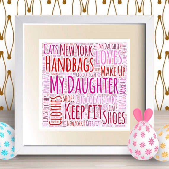 Personalised Word Art Daughter Daughter Word Cloud Birthday - Etsy